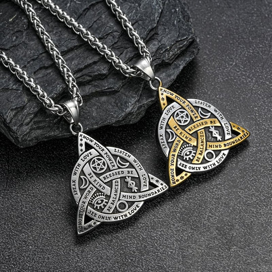 Double Sided Stainless Steel Triple Goddess Triquetra Necklace Celtic ...