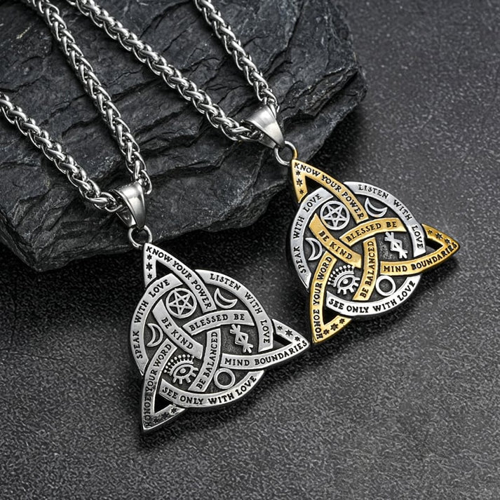 Double Sided Stainless Steel Triple Goddess Triquetra Necklace Celtic ...