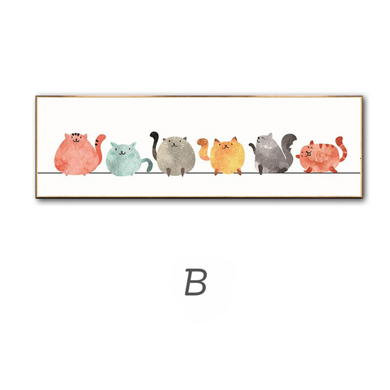 Cute Animal Cats and Dogs Art Canvas Poster for Wall – Blauzone