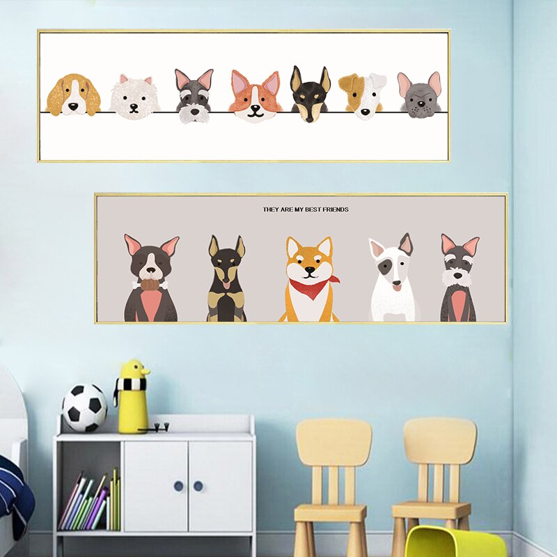 Cute Animal Cats and Dogs Art Canvas Poster for Wall – Blauzone