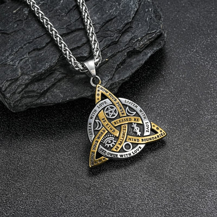 Double Sided Stainless Steel Triple Goddess Triquetra Necklace Celtic ...